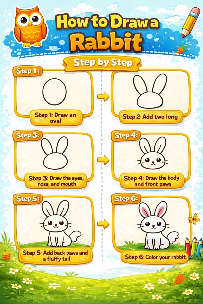 How to Draw a Rabbit – Step-by-Step Instructions for Kids - Smart Kids 123